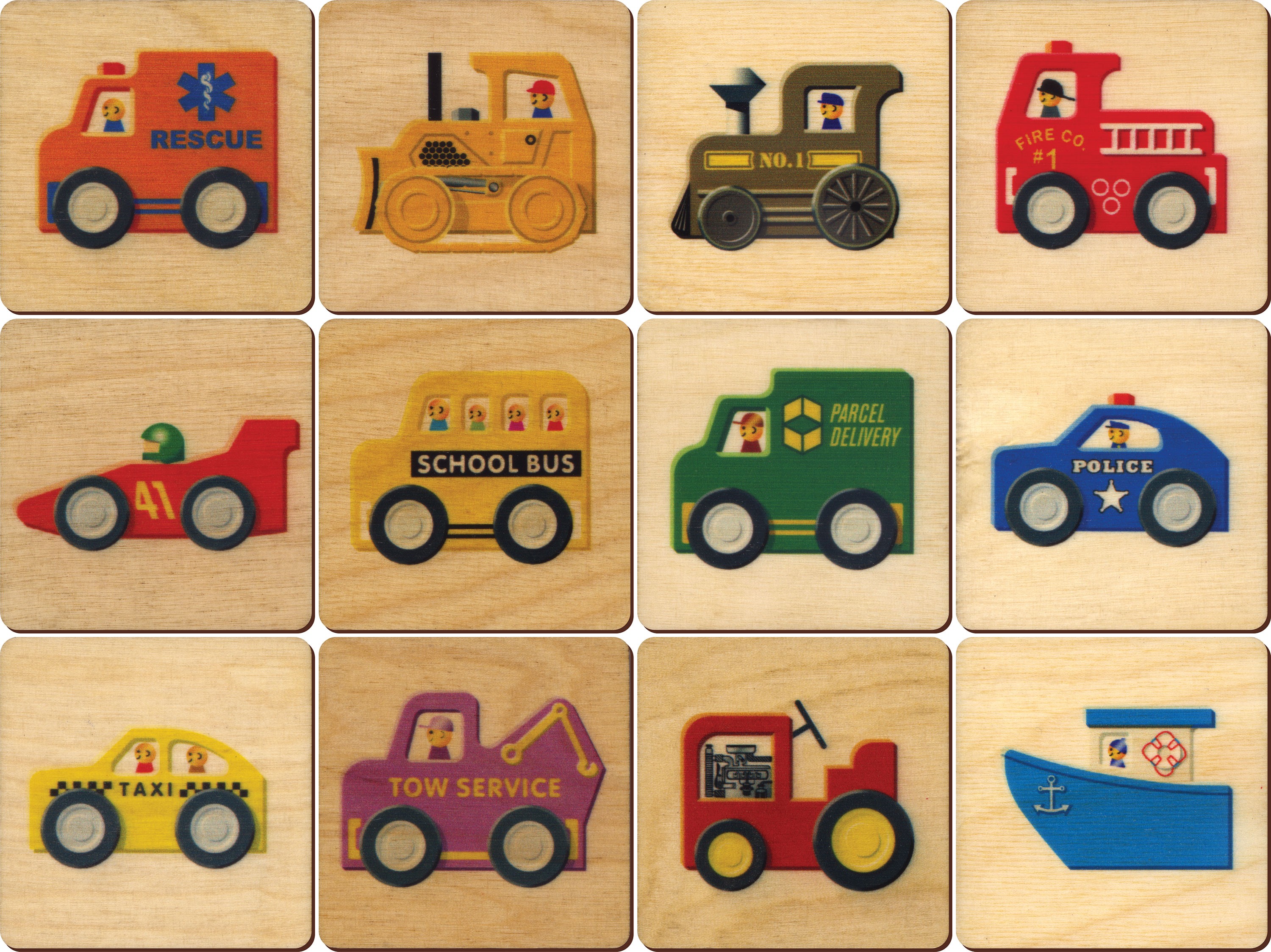 Vehicles Memory Tiles — Maple Landmark